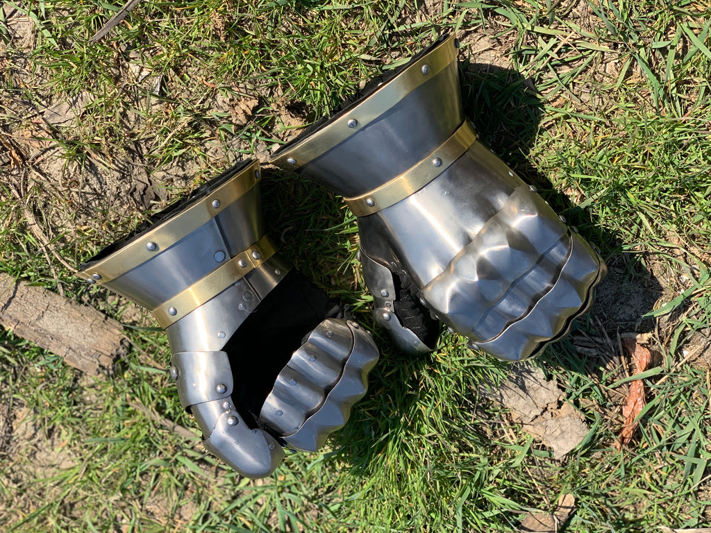 Titanium gauntlets "Taurus" with golden decoration – Master Uley