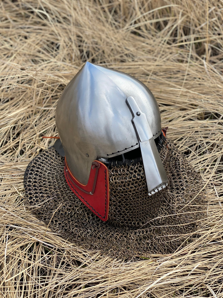 Nosal bacinet with titanium chain mail – Master Uley