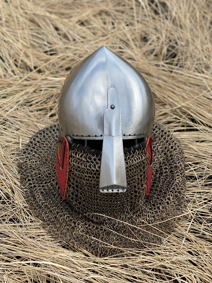 Nosal bacinet with titanium chain mail – Master Uley