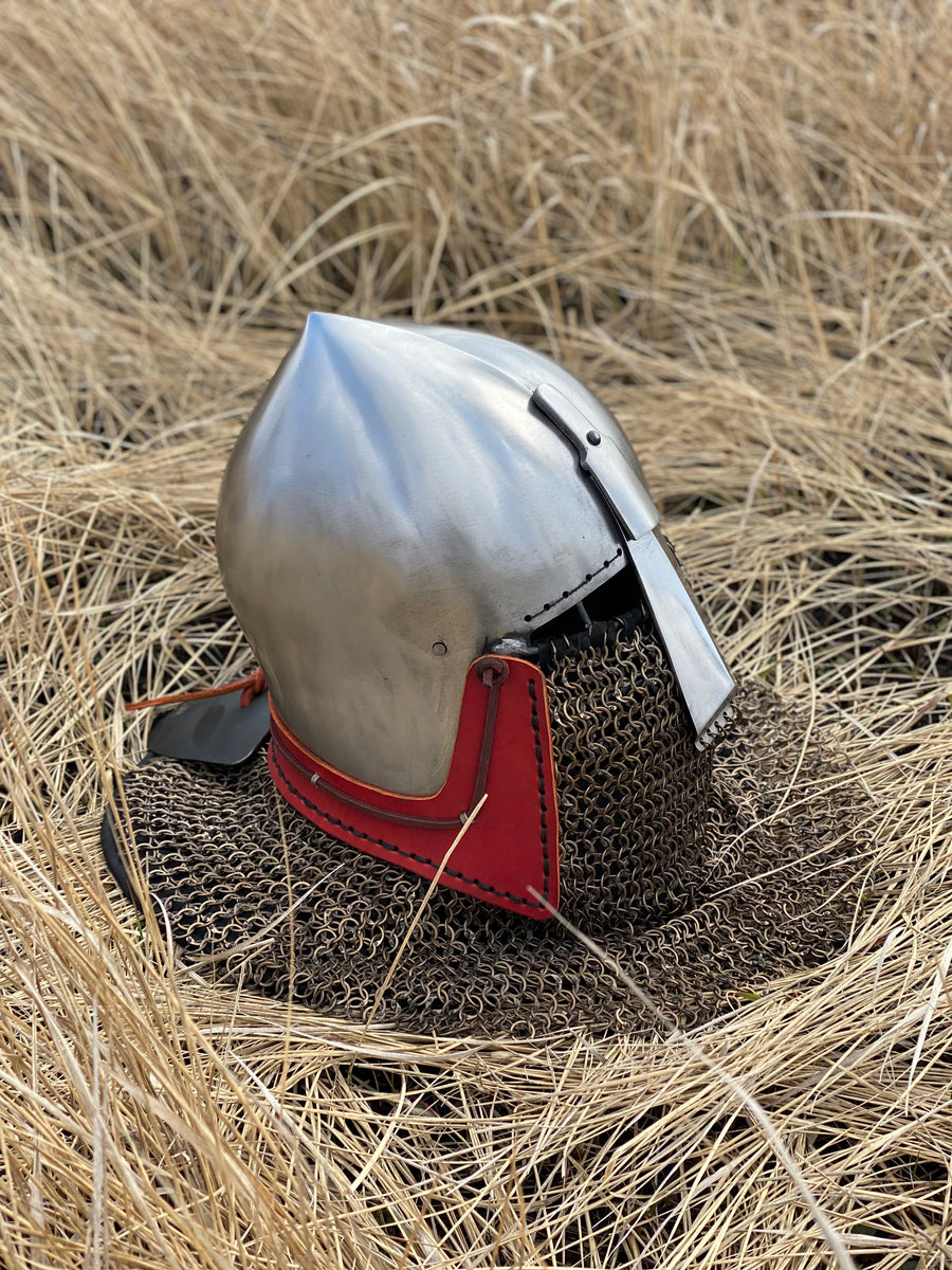 Nosal bacinet with titanium chain mail – Master Uley