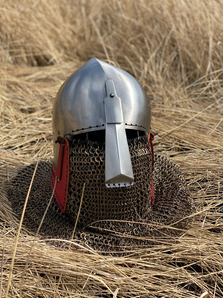 Nosal bacinet with titanium chain mail – Master Uley