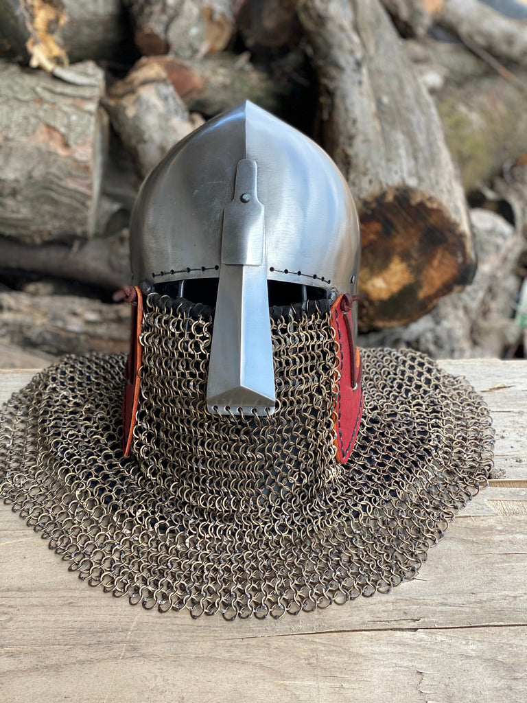 Nosal bacinet with titanium chain mail – Master Uley